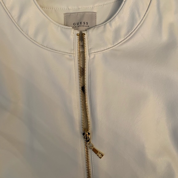 Guess | Jackets & Coats | White Leather Guess Jacket Size Small | Poshmark